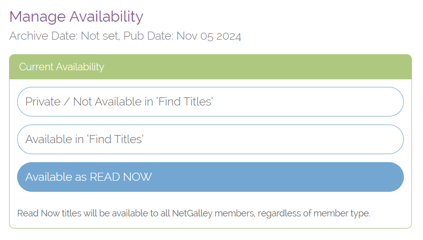 Manage Availability & Allow Requests – NetGalley Client Knowledge Base