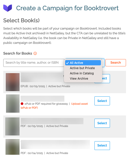 Create Booktrovert Campaigns – NetGalley Client Knowledge Base