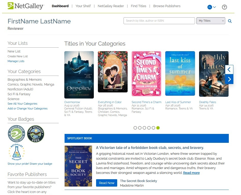 Dashboard Spotlights – NetGalley Client Knowledge Base