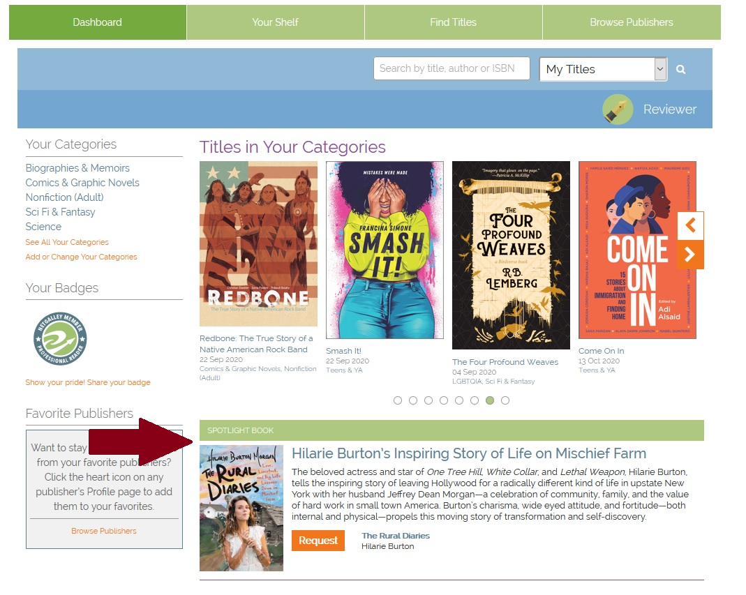 Dashboard Spotlights – NetGalley Client Knowledge Base